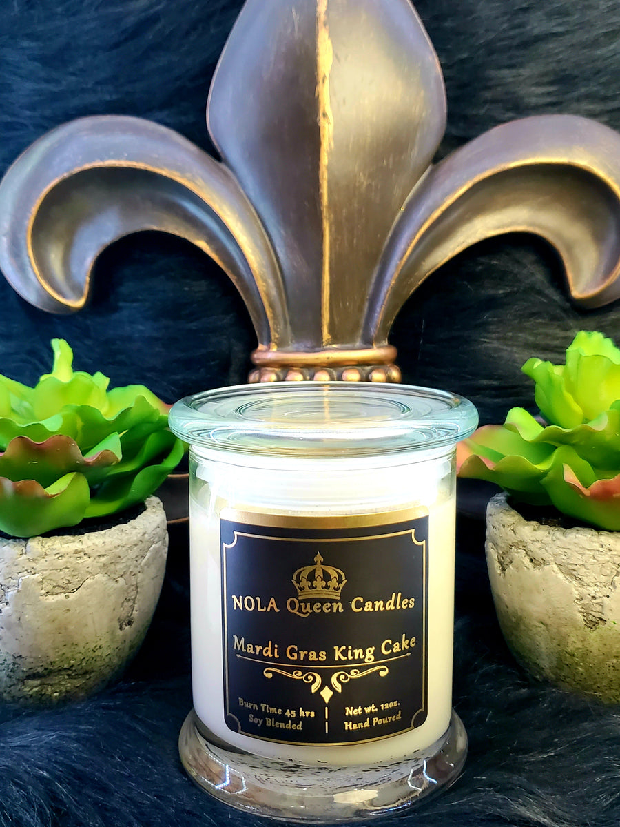 King Cake Handmade Soy Blend Candle – Nola Queen Candles LLC